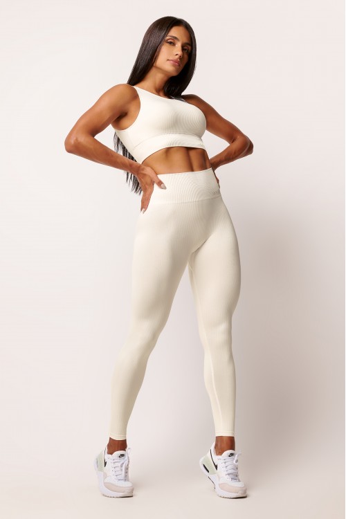 Calça Legging Seamless Branca Lift Contour