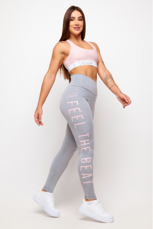 Calça Legging Mescla Claro com Rosê Feel The Beat
