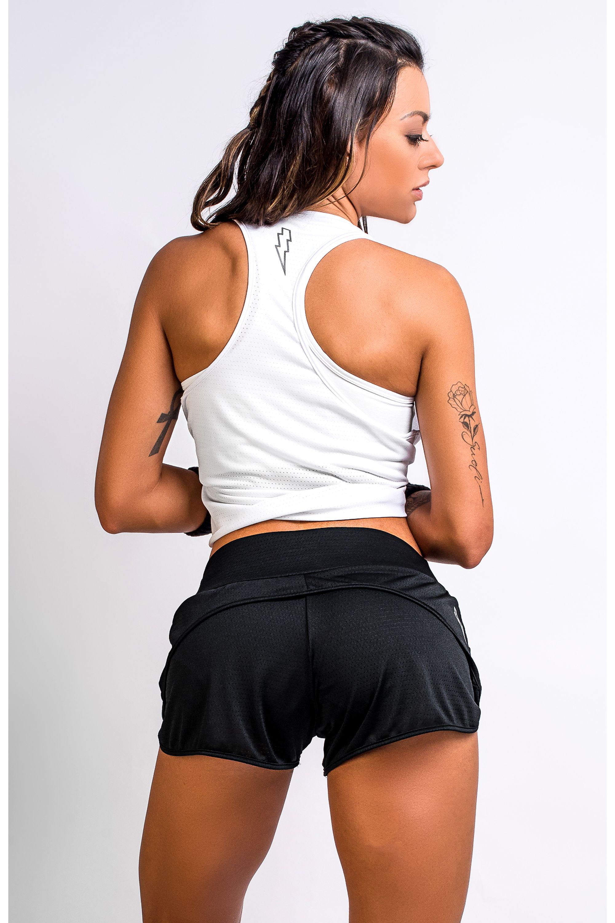 Short Fitness Feminino Preto Dry Fit Flash Up